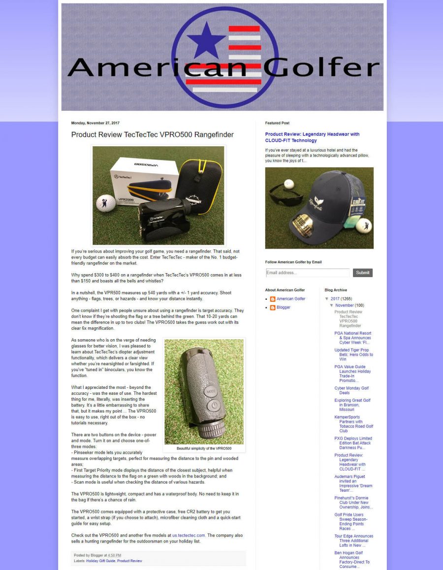 VPRO500 reviewed by American Golfer | TecTecTec USA